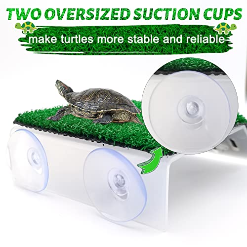 Keedolla Turtle Resting Basking Platform Simulation Grass Turtle Ramp, Lawn Tortoise Climbing Ladder Turtle Resting Terrace for Reptile Frog Terrapin - Middle