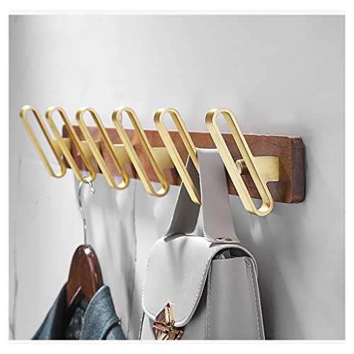 Coat Hooks Wall Mounted Coat Rack with 4/5 /6 Metal Hook Modern Luxury Coat Hangers for Wall Decorative Entryway Hall Bathroom,Wood Long Rack for Hat Towel Robes Purse (Size : 6 Hooks)