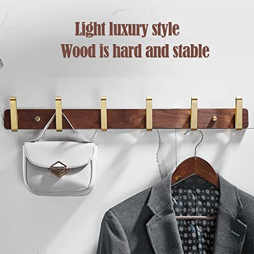 Coat Hooks Wall Mounted Coat Rack with 4/5 /6 Metal Hook Modern Luxury Coat Hangers for Wall Decorative Entryway Hall Bathroom,Wood Long Rack for Hat Towel Robes Purse (Size : 6 Hooks)