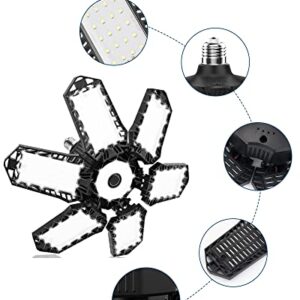 LED Garage Light, NACAMS 100W LED Garage Ceiling Lights with 6 Adjustable Multi-Position Panels, E26/E27 Base LED Shop Light, 6500K Garage Lighting for Workshop, Basement, Shop, Attic, Warehouse, Barn