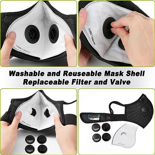 BASE CAMP M Plus Dust Mask, Breathable Reusable Face Mask with 6 Activated Carbon Filters for Woodworking Construction Mowing Grinding (Modern1)