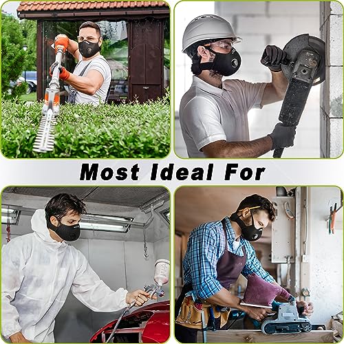 BASE CAMP M Plus Dust Mask, Breathable Reusable Face Mask with 6 Activated Carbon Filters for Woodworking Construction Mowing Grinding (Modern1)