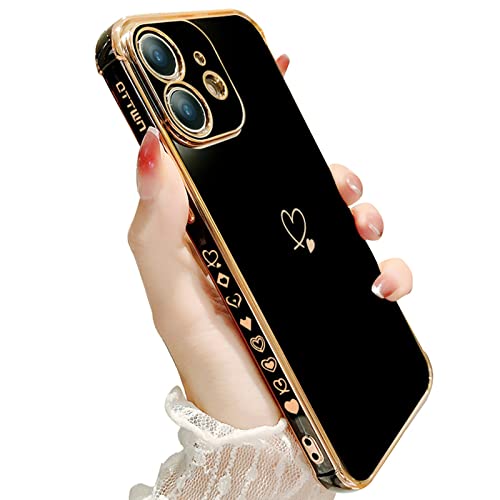 ottwn Compatible with iPhone 11 Case for Women Cute Soft TPU with 4 Corners Shockproof Protection 11 Phone Case Only, Full Camera Protection, Black