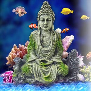 GXXMEI Aquarium Buddha Statue Decorations Ancient Buddha Statue Decor Underwater Landscape Hideaway Fish Tank Scenery for Betta, Small Lizards, Turtles, Reptiles, Amphibians