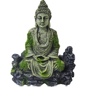 gxxmei aquarium buddha statue decorations ancient buddha statue decor underwater landscape hideaway fish tank scenery for betta, small lizards, turtles, reptiles, amphibians