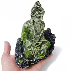 GXXMEI Aquarium Buddha Statue Decorations Ancient Buddha Statue Decor Underwater Landscape Hideaway Fish Tank Scenery for Betta, Small Lizards, Turtles, Reptiles, Amphibians