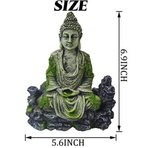 GXXMEI Aquarium Buddha Statue Decorations Ancient Buddha Statue Decor Underwater Landscape Hideaway Fish Tank Scenery for Betta, Small Lizards, Turtles, Reptiles, Amphibians