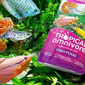 Gargeer 3oz Tropical Omnivore Fish Food for Advanced Breeders. Complete Fresh Water Fish Gel Diet for Juveniles & Adults. Made in The USA Using Premium Ingredients, Ocean Nutrition Gourmet Formula