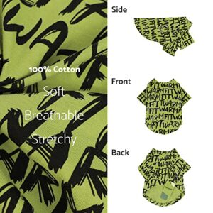 Fitwarm Sleeve Dog Shirt, Summer Clothes for Puppy Small Dogs Cats Kitten Pet, Casual Dog T Shirt Apparel Clothing Outfits, 100% Cotton, Green, Small