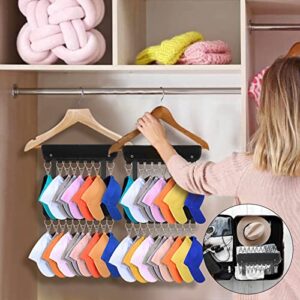 SALMOPH Hat Organizer Holder for Wall & Door, Hat Storage for Closet, Hat Rack with 16 Holder Clips, Metal Hooks, 2 in 1 Hat Organizer/Hangers for Baseball Caps, Ties, Fit All Hangers(Double Layer)