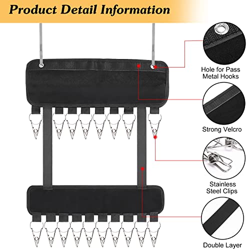 SALMOPH Hat Organizer Holder for Wall & Door, Hat Storage for Closet, Hat Rack with 16 Holder Clips, Metal Hooks, 2 in 1 Hat Organizer/Hangers for Baseball Caps, Ties, Fit All Hangers(Double Layer)