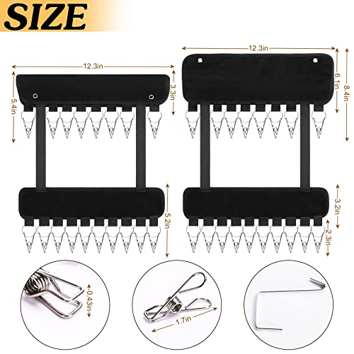 SALMOPH Hat Organizer Holder for Wall & Door, Hat Storage for Closet, Hat Rack with 16 Holder Clips, Metal Hooks, 2 in 1 Hat Organizer/Hangers for Baseball Caps, Ties, Fit All Hangers(Double Layer)