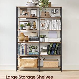 VASAGLE 6-Tier Tall Bookshelf, Bookcase, Large Metal Shelf, 11.8 x 47.2 x 67.9 Inches, for Living Room, Kitchen, Pantry, Study, Home Office, Rustic Brown and Black ULLS114B01