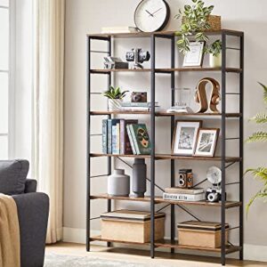 VASAGLE 6-Tier Tall Bookshelf, Bookcase, Large Metal Shelf, 11.8 x 47.2 x 67.9 Inches, for Living Room, Kitchen, Pantry, Study, Home Office, Rustic Brown and Black ULLS114B01