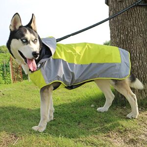 Hooded Dog Raincoat, Portable Pet Waterproof Jacket Coats,Pet Raincoat with Reflective Strips for Large/Medium Dogs Puppies Outdoor,Green