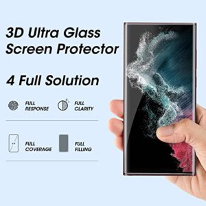 ZVELSIEM Auto Alignment 3D Curved for S22 Ultra Screen Protector Samsung Galaxy 5g,Samsung Galaxy S22 Ultra Tempered Glass，Fully Compatible with UltraSonic Fingerprint Scanner and S Pen, 3 Pack