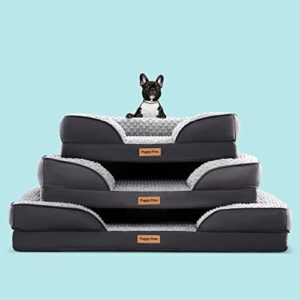 puppy bed for small and medium dogs & cats, waterproof lining for indoor, outdoor, and in-car use, removable washable cover with zipper (28" x 23" x 7", up to 50lbs)