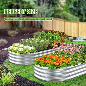 2 Pcs 8 x 3 x 1 FT Galvanized Steel Raised Garden Bed, Large Galvanized Steel Outdoor planter box for for Easy to DIY and clean - Raised Garden Beds outdoor for backyards, terraces and balconies