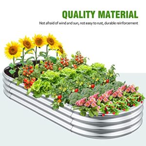 2 Pcs 8 x 3 x 1 FT Galvanized Steel Raised Garden Bed, Large Galvanized Steel Outdoor planter box for for Easy to DIY and clean - Raised Garden Beds outdoor for backyards, terraces and balconies