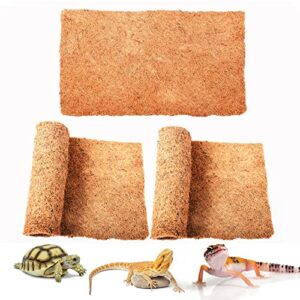 19.7"x11.8" reptile carpet coconut fiber, 2 pack reptile terrarium liner for tortoise bedding, tortoise carpet mat supplies for pet lizard, chameleon, bearded dragon, leopard gecko, iguana