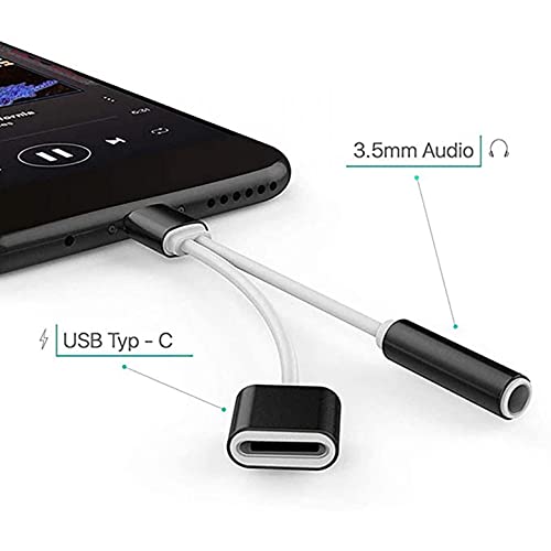 BNMK Adapter ,Type-c to Type-C+3.5mm Audio Adapter Headset Charging Two-in-one Adapter (Black)