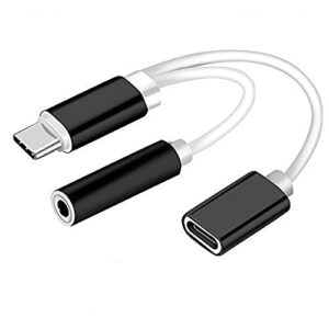 BNMK Adapter ,Type-c to Type-C+3.5mm Audio Adapter Headset Charging Two-in-one Adapter (Black)