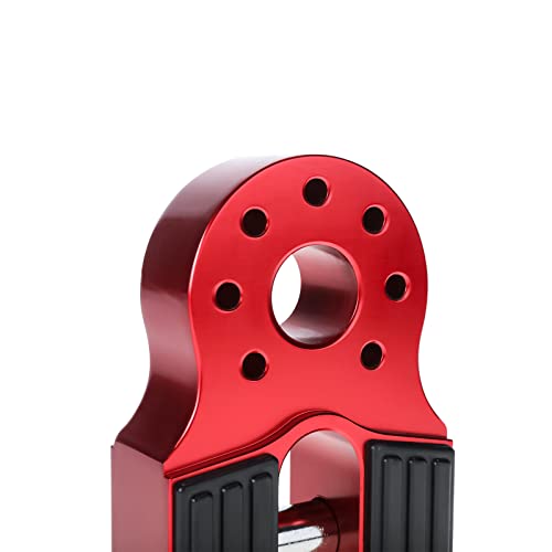 BTSHUB Winch Shackle, Flat Towing Hook Mount with Iron Pin & Rubber Guard, Universal Fit for Tow Haul Truck, ATV UTV Winch Lines Winch Hook（Red）