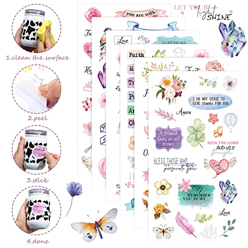 30 Sheets Bible Verse Stickers for Journaling Christian Scrapbook Stickers Inspirational Scripture Faith Seal Crafts Decals(Stylish Style)