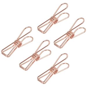 meccanixity small metal wire clip 1 inch multi-purpose bag clamp for home office kitchen, rose gold pack of 25