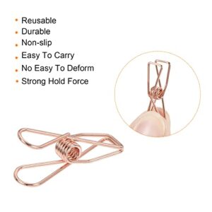 MECCANIXITY Small Metal Wire Clip 1 Inch Multi-Purpose Bag Clamp for Home Office Kitchen, Rose Gold Pack of 25