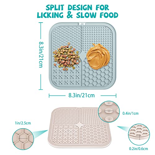 Dog Licking Mat Cat Slow Feeder,2 Pcs Lick Pad with Suction Cups,Calming Treat Mat Boredom & Anxiety Relief,Dog Puzzle Toys, Pet IQ Training Mat,Peanut Butter Bowls for Nail Trimming Bathing Grooming