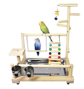 parrots playstand, bird playground, bird parrot perch stand, parrot climbing ladder swing toy for small parakeets, cockatiels, finches, budgie(14.57 * 10.24 * 17.32in)