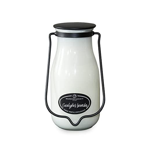 Milkhouse Candle Company, Creamery Glow Collection Scented Soy Candle: Milkbottle Candle, Eucalyptus Lavender, 14 oz