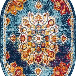 Rugs.com Parker Collection Rug – 4' X 6' Oval Multi Medium Rug Perfect for Living Rooms, Large Dining Rooms, Open Floorplans