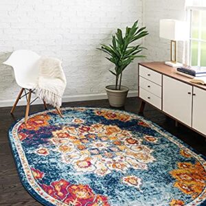 Rugs.com Parker Collection Rug – 4' X 6' Oval Multi Medium Rug Perfect for Living Rooms, Large Dining Rooms, Open Floorplans