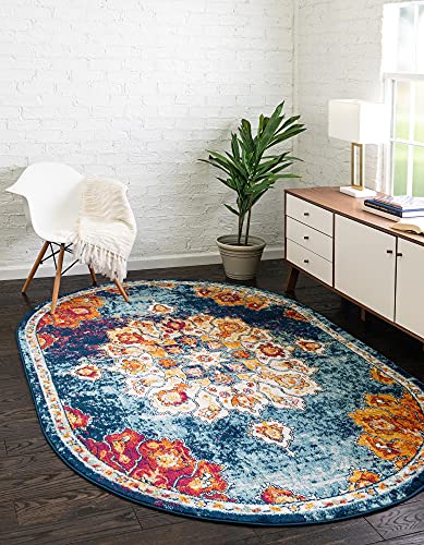 Rugs.com Parker Collection Rug – 4' X 6' Oval Multi Medium Rug Perfect for Living Rooms, Large Dining Rooms, Open Floorplans