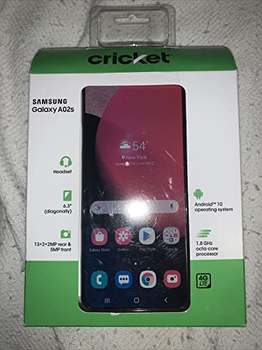 Cricket Samsung Galaxy A02s, 32GB, Black - 4G LTE 6.5" Android Prepaid Smartphone - Carrier Locked to Cricket