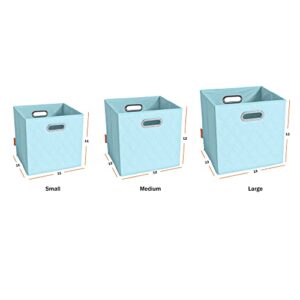 Jiaessentials Blue Foldable Storage Baskets Cube Bins Storage Organizers With Handles For Living Room , Bedroom, Office Storage, Closet, And Shelves 13 Inch Set Of 2