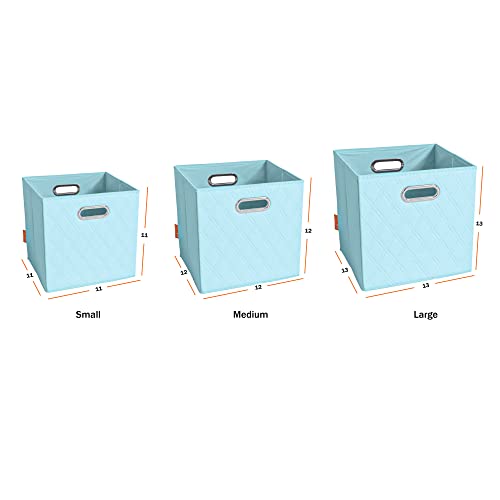 Jiaessentials Blue Foldable Storage Baskets Cube Bins Storage Organizers With Handles For Living Room , Bedroom, Office Storage, Closet, And Shelves 13 Inch Set Of 2