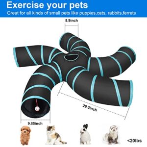 Cat Toys,Cat Tunnel Tube for Indoor Cats,5 Way Tunnels Extensible Collapsible Cat Play Tent Interactive Toy Maze Cat House with Bells,Pet Tube Toys for Kitty, Kitten, Rabbit Small Animal