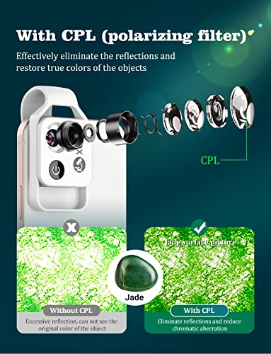 Phone Microscope with CPL Lens/LED Light,200X Pocket Microscope with Universal Phone Clip Compatible with iPhone/Andriod Phone-The Best Portable Microscope to Enjoy Microworld for Kids and Adults