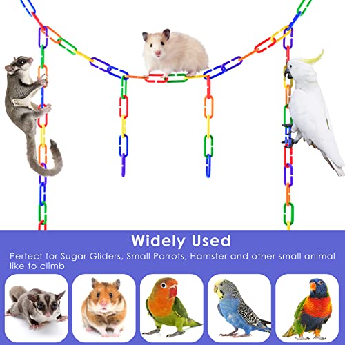 Bissap Plastic Chain Links Birds 250pcs, Mix Color Rainbow DIY C-Clips Chains Hooks Swing Climbing Cage Toys for Sugar Glider Rat Parrot Bird, Children's Learning Toy