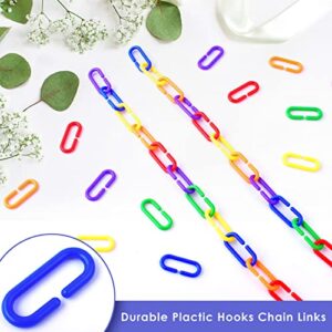 Bissap Plastic Chain Links Birds 250pcs, Mix Color Rainbow DIY C-Clips Chains Hooks Swing Climbing Cage Toys for Sugar Glider Rat Parrot Bird, Children's Learning Toy