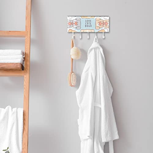 Cat Summer Seamless Pattern Rack Organizer with 5 Hooks Wall Bathroom Kitchen Shelf Rack Multifunctional Storage Shelf