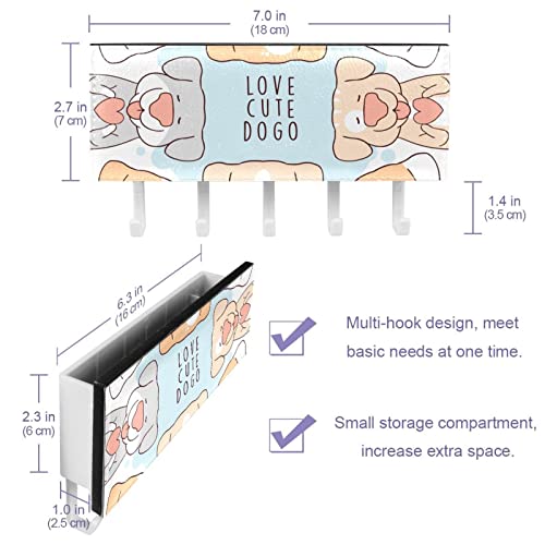 Cat Summer Seamless Pattern Rack Organizer with 5 Hooks Wall Bathroom Kitchen Shelf Rack Multifunctional Storage Shelf