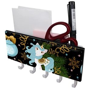 christmas unicorn magical floral rack organizer with 5 hooks wall bathroom kitchen shelf rack multifunctional storage shelf