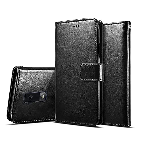 YJROP for Blu View 3 Case, for Blu View 3 B140DL Wallet Case, with Screen Protector,PU Leather Wrist Strap Card Slots Shockproof Protective Flip Cover Phone Case for Blu View 3 B140DL, Black