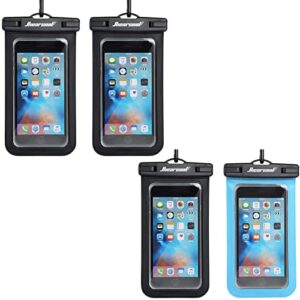 hiearcool universal waterproof case,waterproof phone pouch compatible for iphone 13 12 11 pro max xs max xr x 8 7 samsung galaxy s10/s9 google pixel 2 htc up to 7.0", ipx8 cellphone dry bag -4 pack