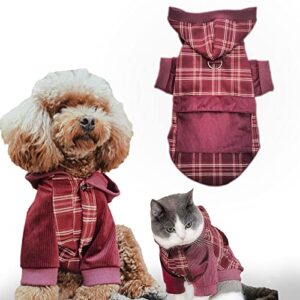 deerbao puppy plaid hoodie pet clothing cat hoodie fashionable and cute for small dogs small cats (small)