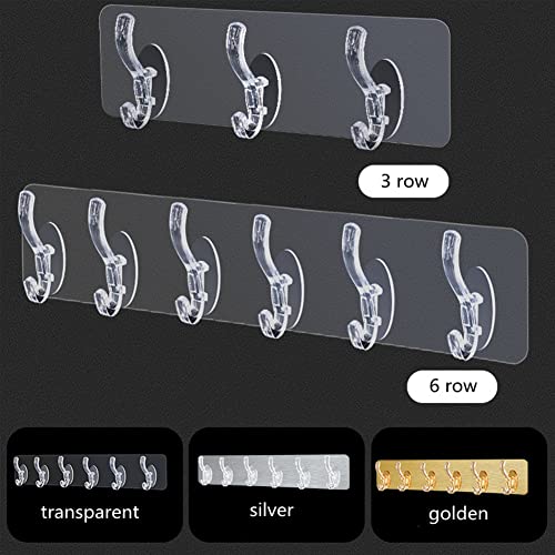 Heavy Duty 30lb(max) Self Adhesive Multi-Function Hooks Wall Clothes Tree(Transparent)